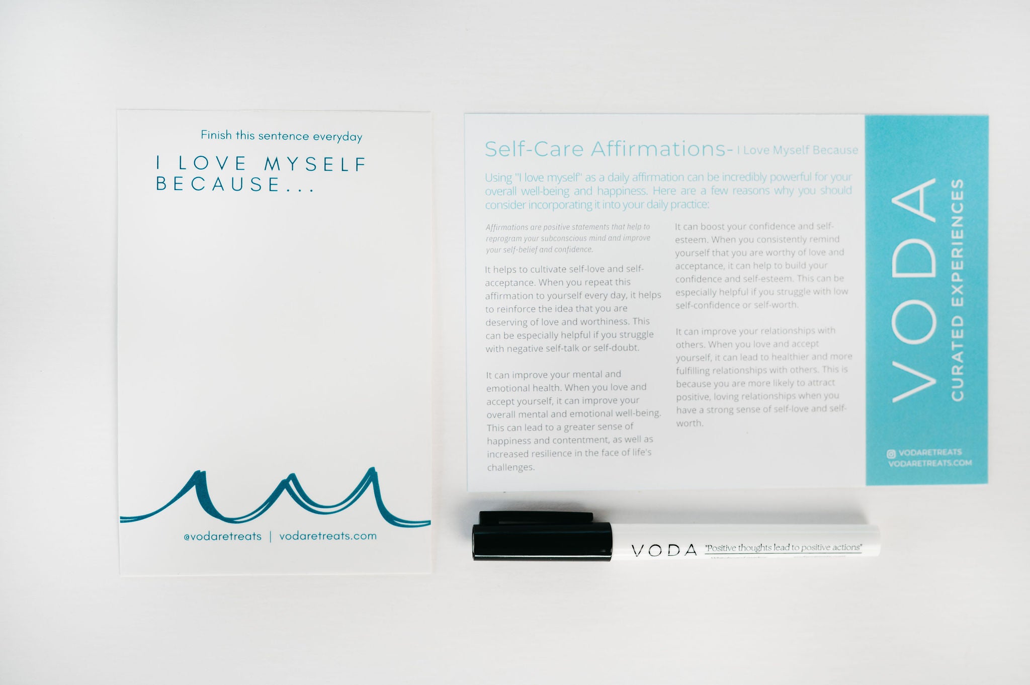 Reusable Whiteboard Affirmation Sticker & Marker - I Love Myself Becau ...